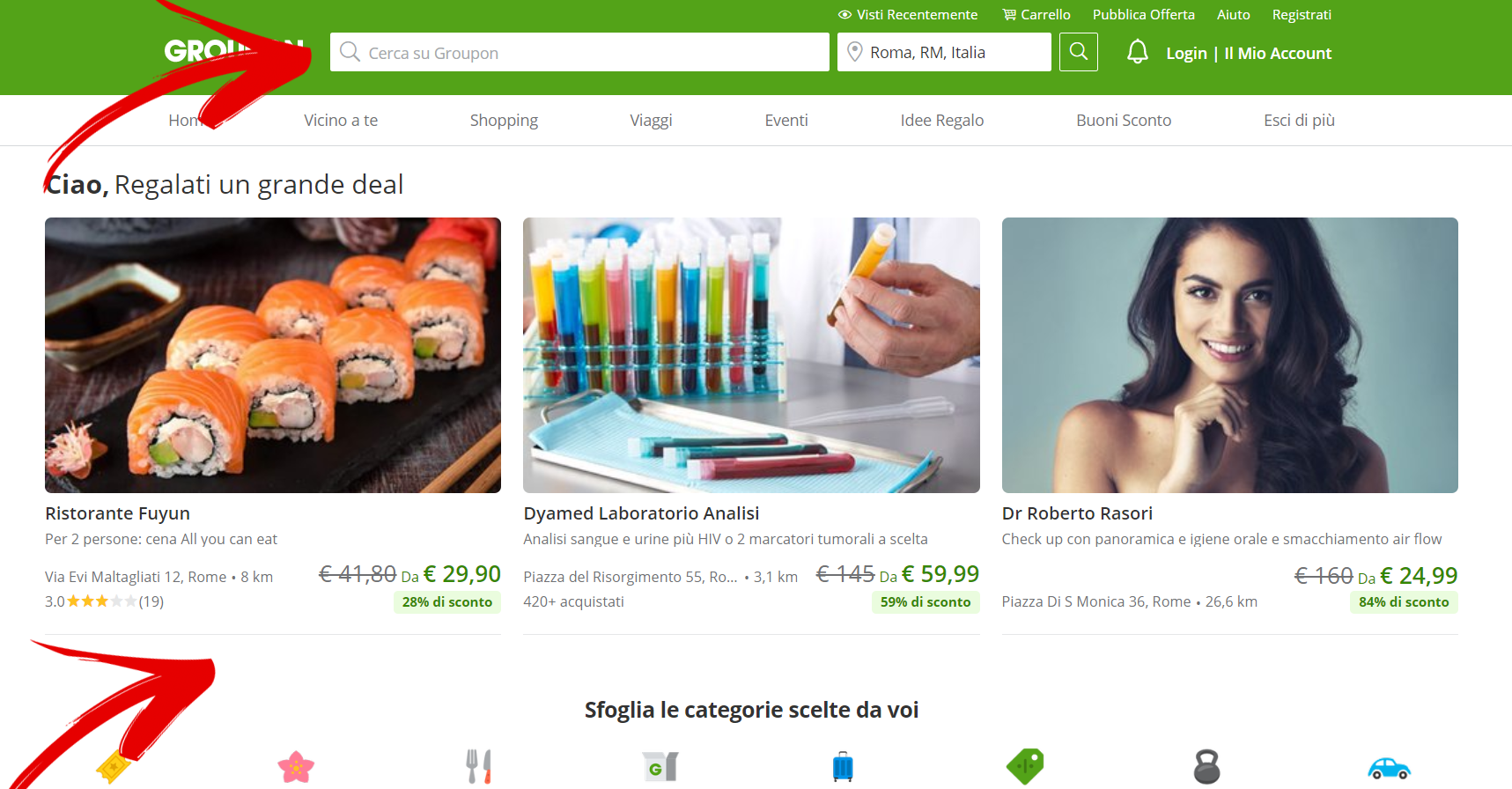 Come inserire un codice sconto su Groupon — La pagina degli sconti