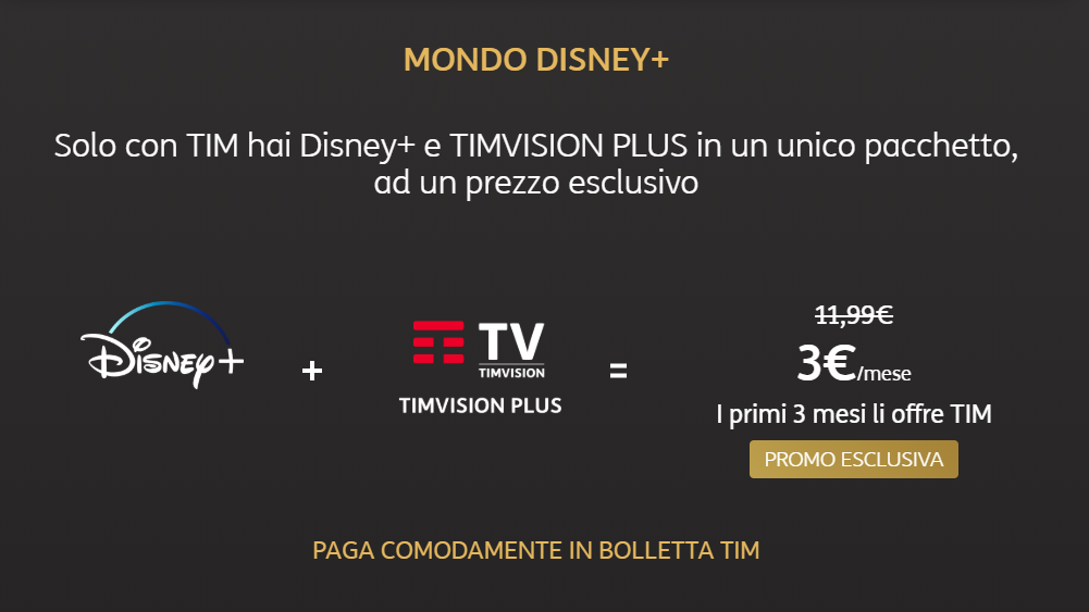 SUPER PROMO TIM: Disney+ e TIMVISION PLUS a soli 3€ al mese! — La ...