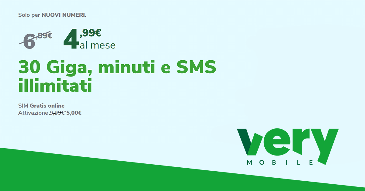 Passa a Very Mobile: 30GB di Internet, minuti ed SMS illimitati a soli ...