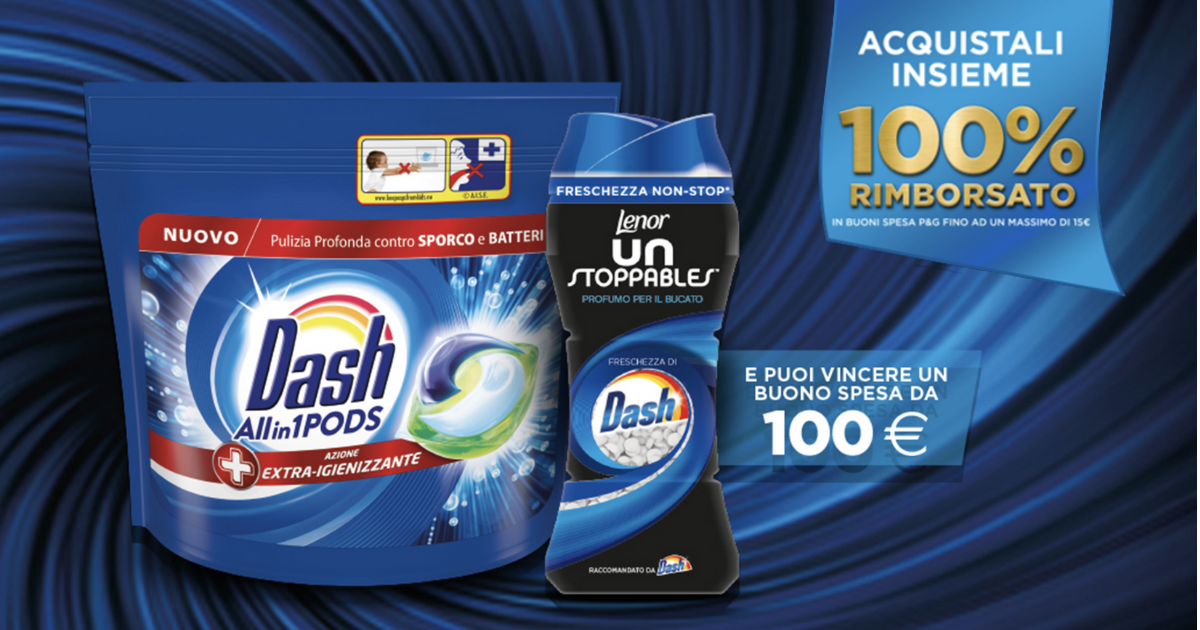 Concorso Dash e Lenor: ricevi un buono spesa con il 100% del rimborso e uno da 100€ in modalità ...