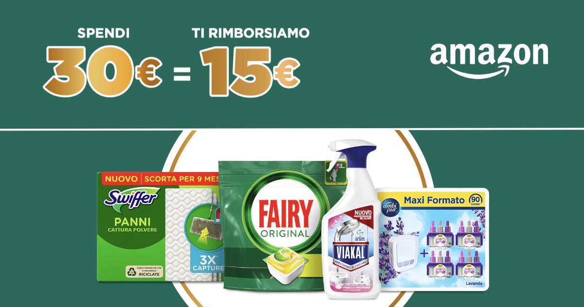 Promo Amazon: fai una spesa di 30€ di prodotti P&G e ricevi 15€ di buono sconto! — La pagina ...