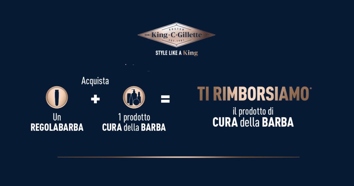 Cashback Gillette: ottieni il rimborso di 1 prodotto Cura della Barba della linea King C! — La ...