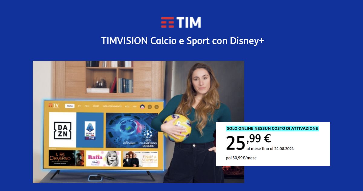 TIMVISION Calcio e Sport con Disney+: attiva l'offerta a soli 25,99€ al ...