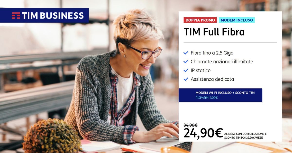 Offerta TIM Full Fibra: Internet ultra-veloce da 24,90€/mese + Modem in ...